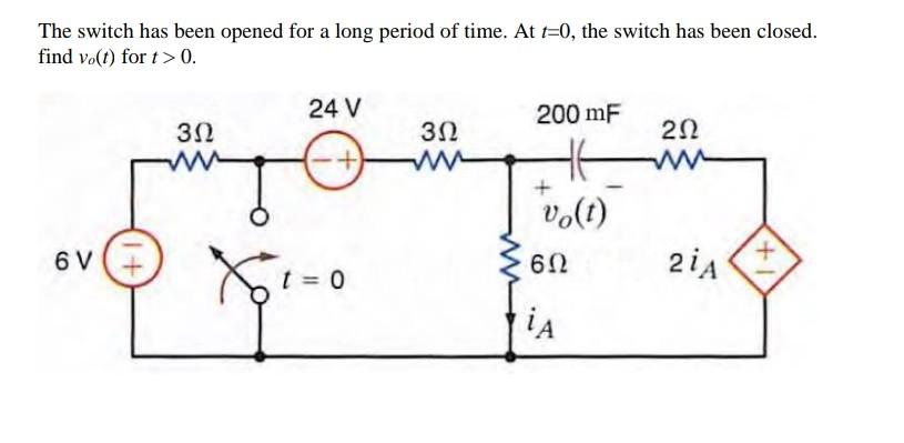 Solved The switch has been opened for a long period of time. | Chegg.com