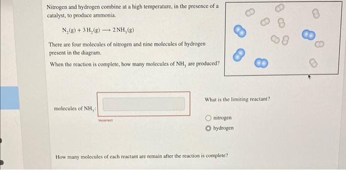 Solved Nitrogen and hydrogen combine at a high temperature | Chegg.com
