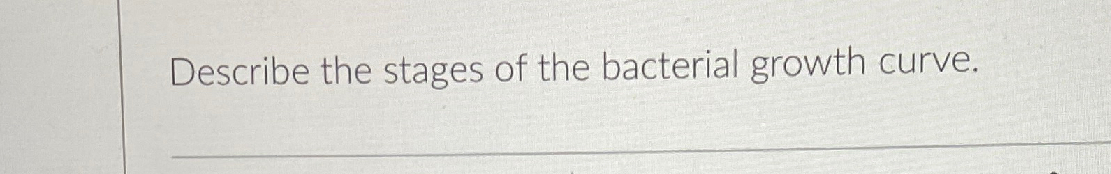 Solved Describe the stages of the bacterial growth curve. | Chegg.com
