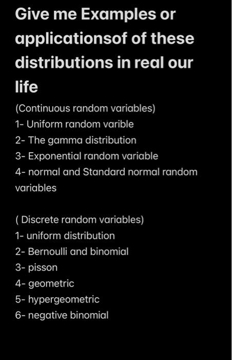 Solved Give me Examples or applicationsof of these | Chegg.com
