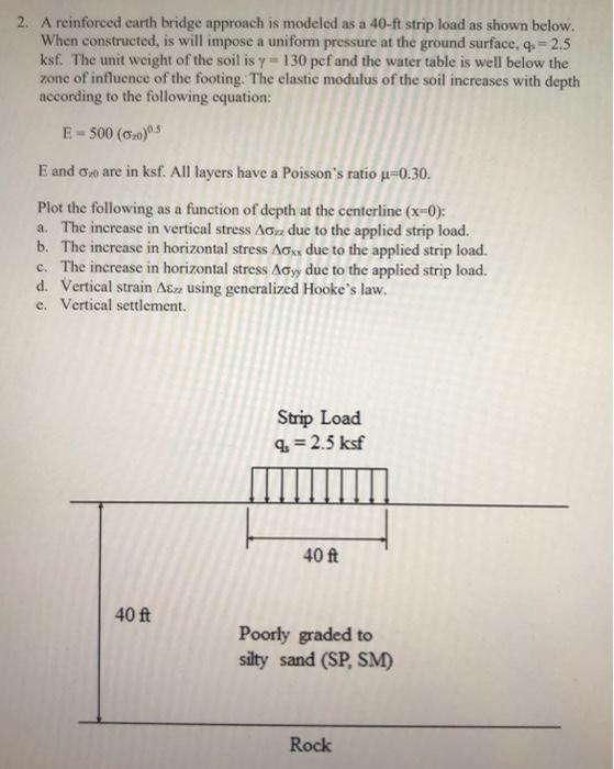 Solved 2. A reinforced earth bridge approach is modeled as a | Chegg.com