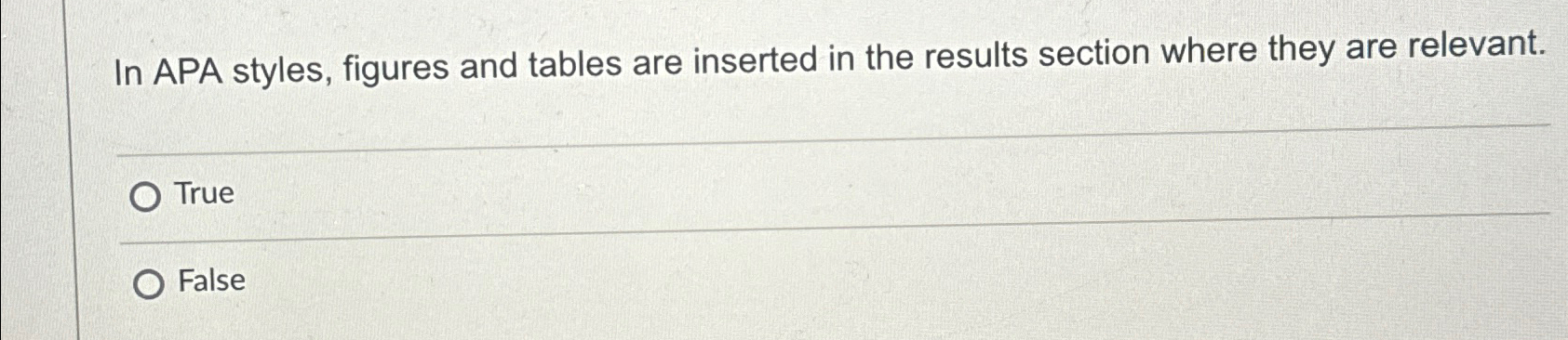 Solved In APA styles, figures and tables are inserted in the | Chegg.com