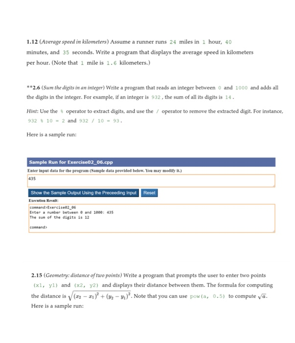 Solved 1.12 (Average speed in kilometers) Assume a runner | Chegg.com
