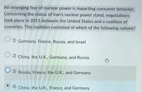 Solved An emerging fear of nuclear power is impacting | Chegg.com