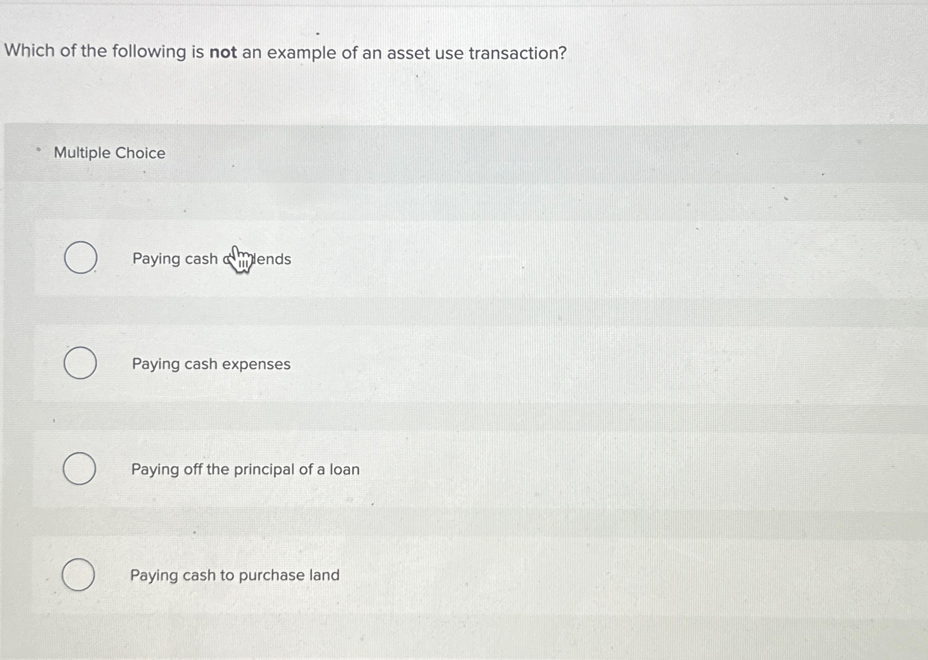 Solved Which of the following is not an example of an asset | Chegg.com