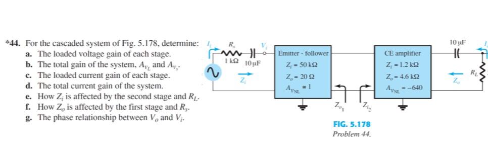 Solved *44. ﻿For the cascaded system of Fig. 5.178, | Chegg.com