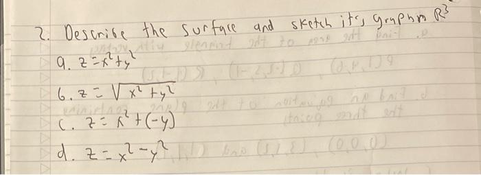 Solved 2. Describe the surface and sketch its, graphr R3 a. | Chegg.com