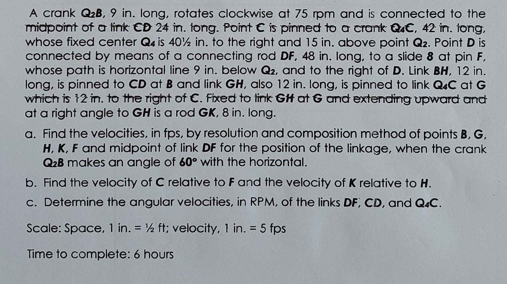 Tabulate your answers: a. velocities, in fps, of | Chegg.com