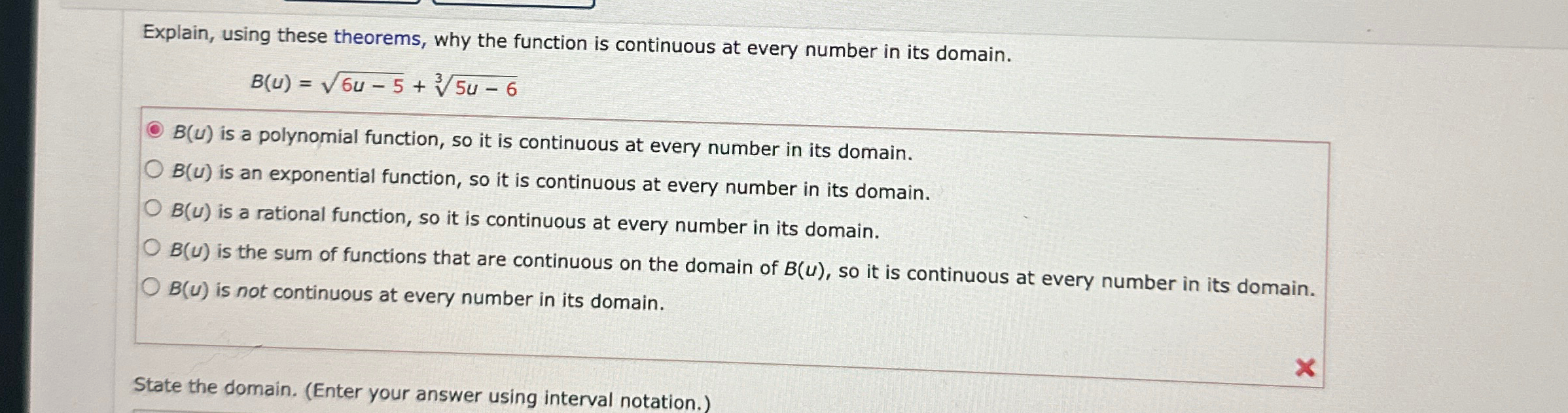 Solved Explain, using these theorems, why the function is | Chegg.com