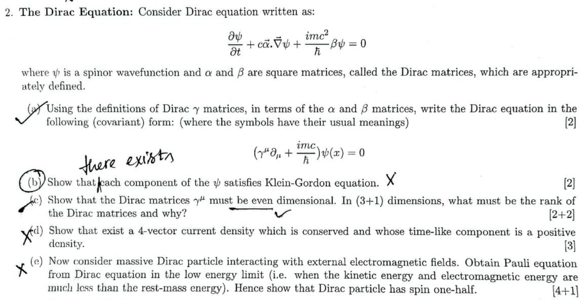 Solved The Dirac Equation: Consider Dirac equation written | Chegg.com