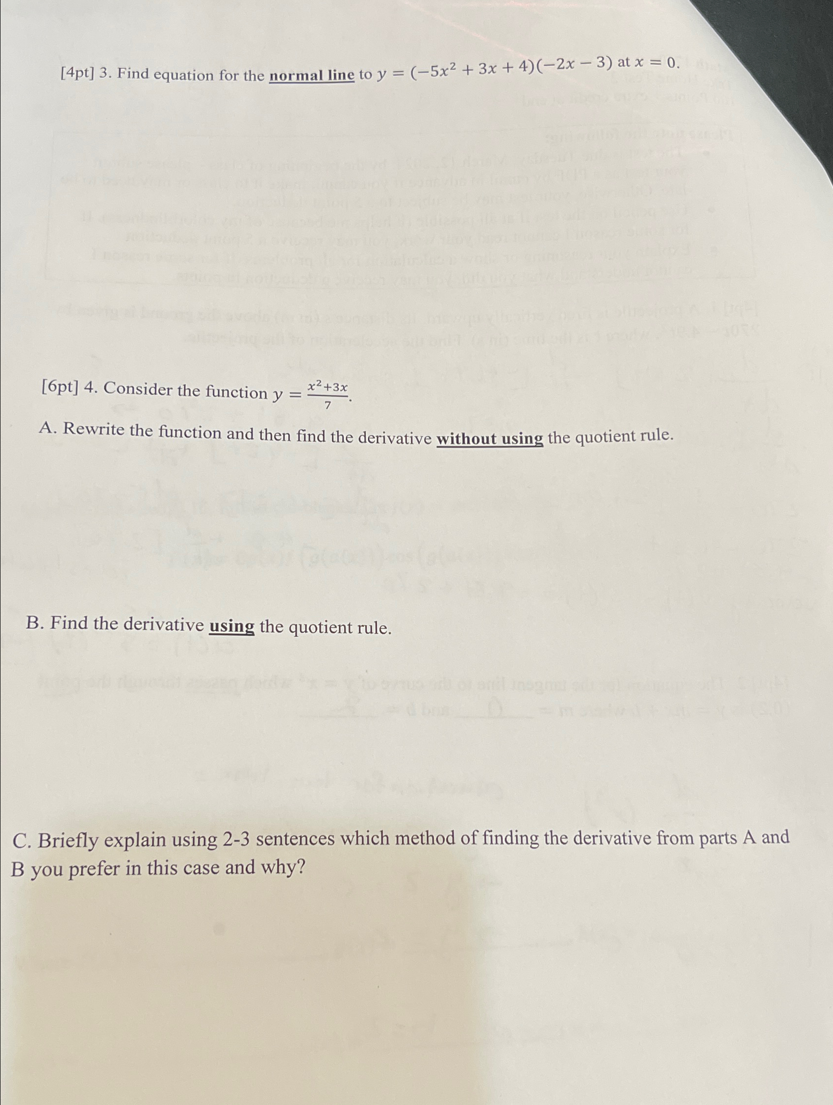 Solved [4pt] 3. ﻿Find equation for the normal line to | Chegg.com