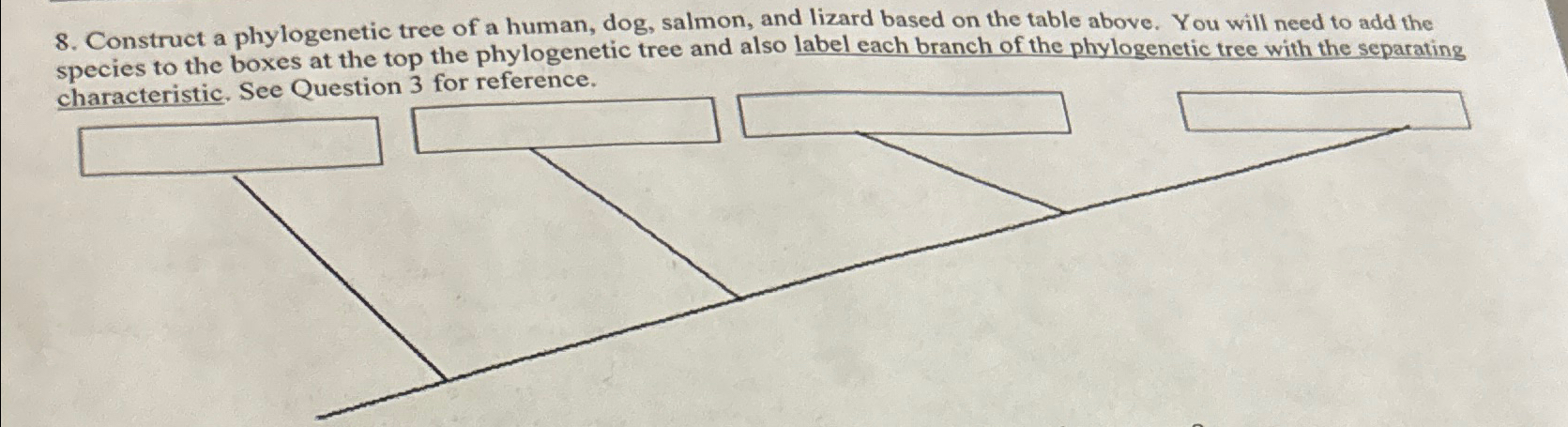 Solved Construct a phylogenetic tree of a human, dog, | Chegg.com