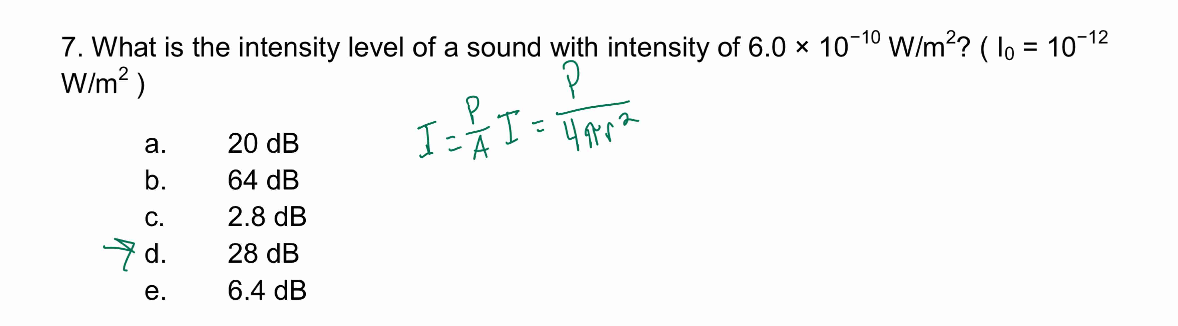 What is the intensity level of a sound with intensity | Chegg.com