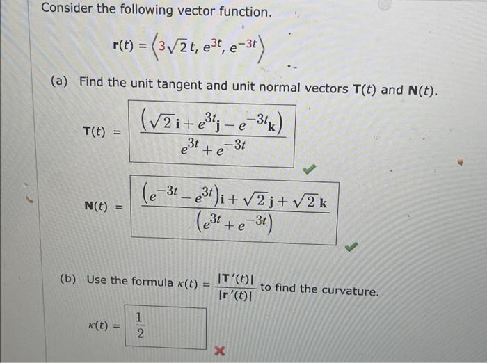 Solved Consider The Following Vector Function R T 3 2t