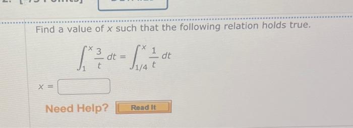 Solved Find a value of x such that the following relation | Chegg.com