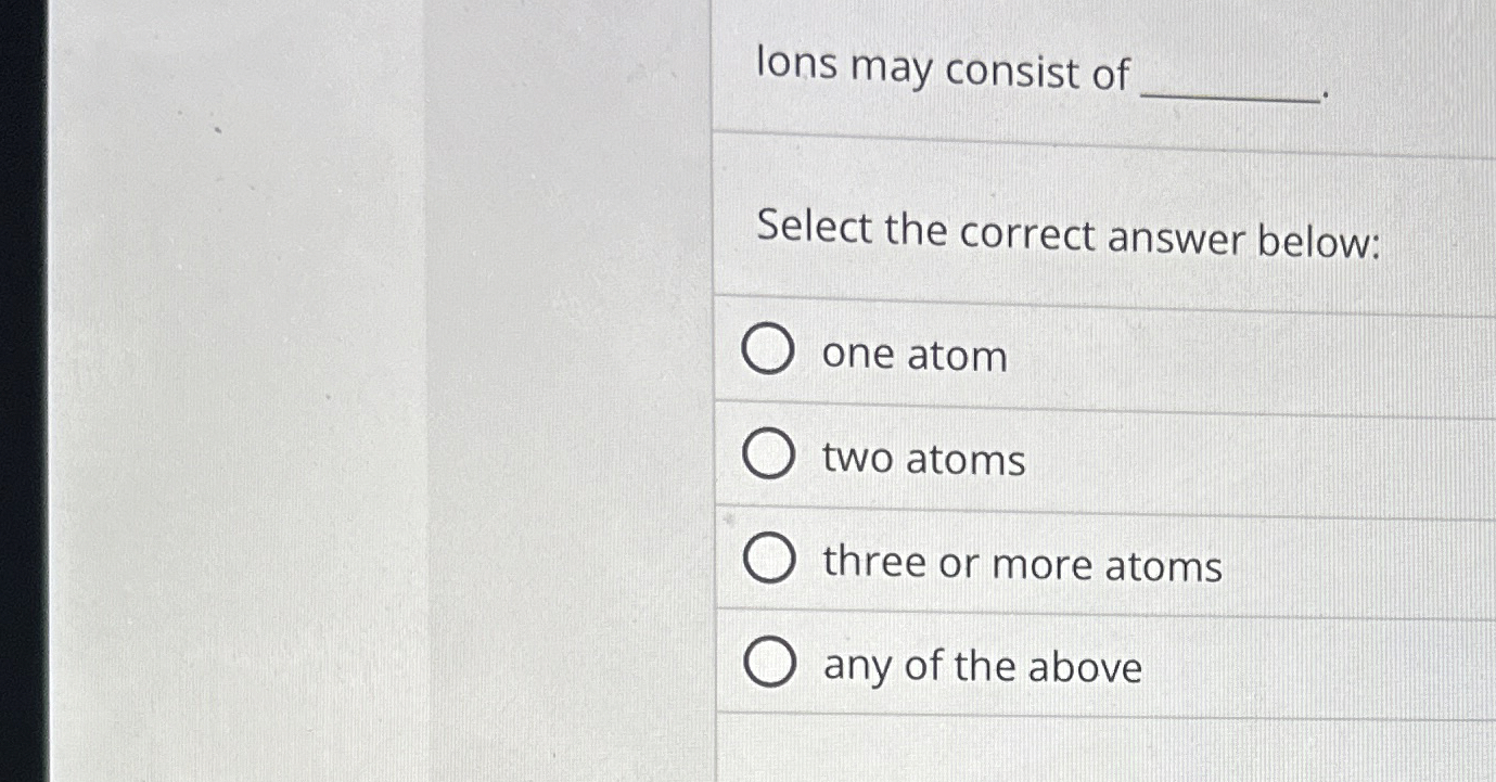 Solved Ions may consist of Select the correct answer | Chegg.com