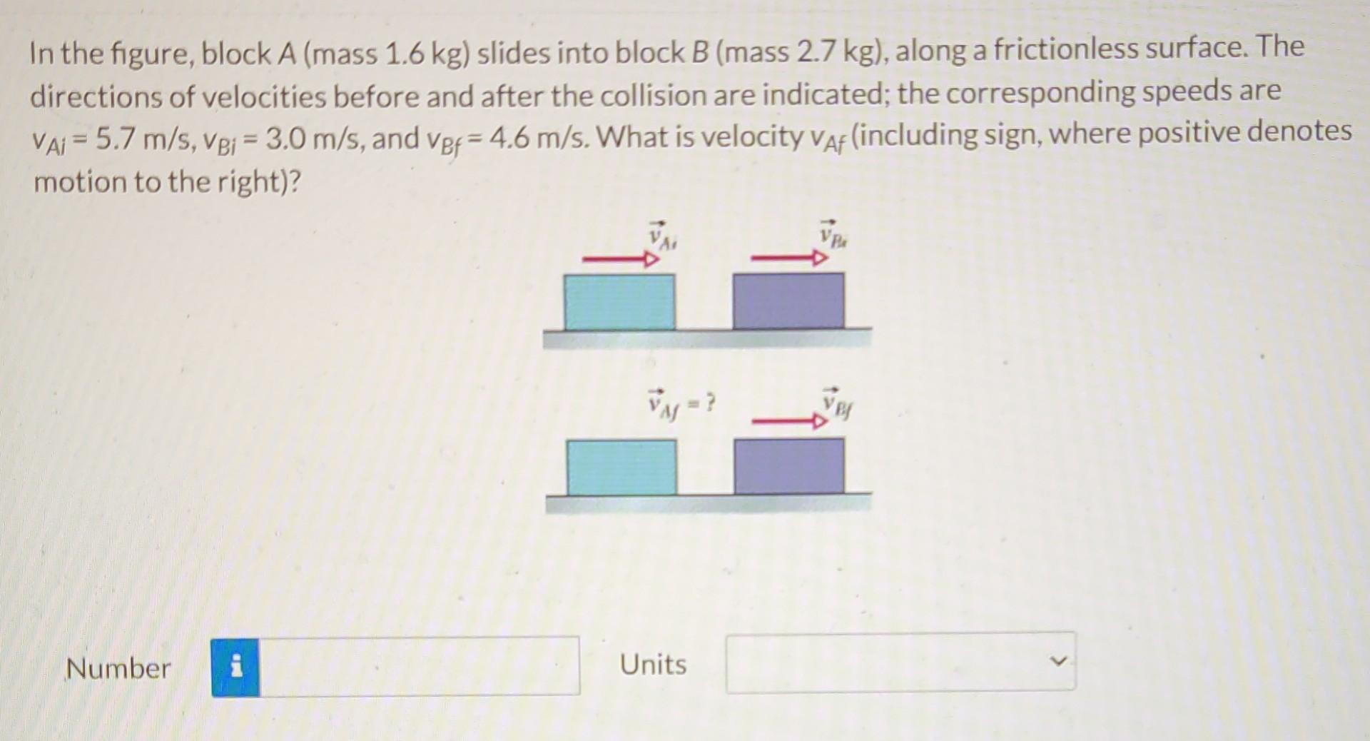 Solved In the figure, block A (mass 1.6 kg) slides into | Chegg.com