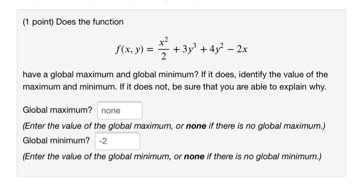 Solved (1 point) Does the function 22 5 f(x, y) = *, + 3y + | Chegg.com