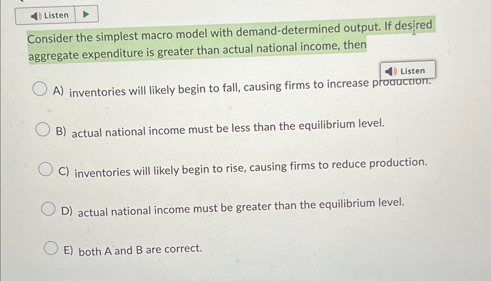 Solved ListenConsider the simplest macro model with | Chegg.com
