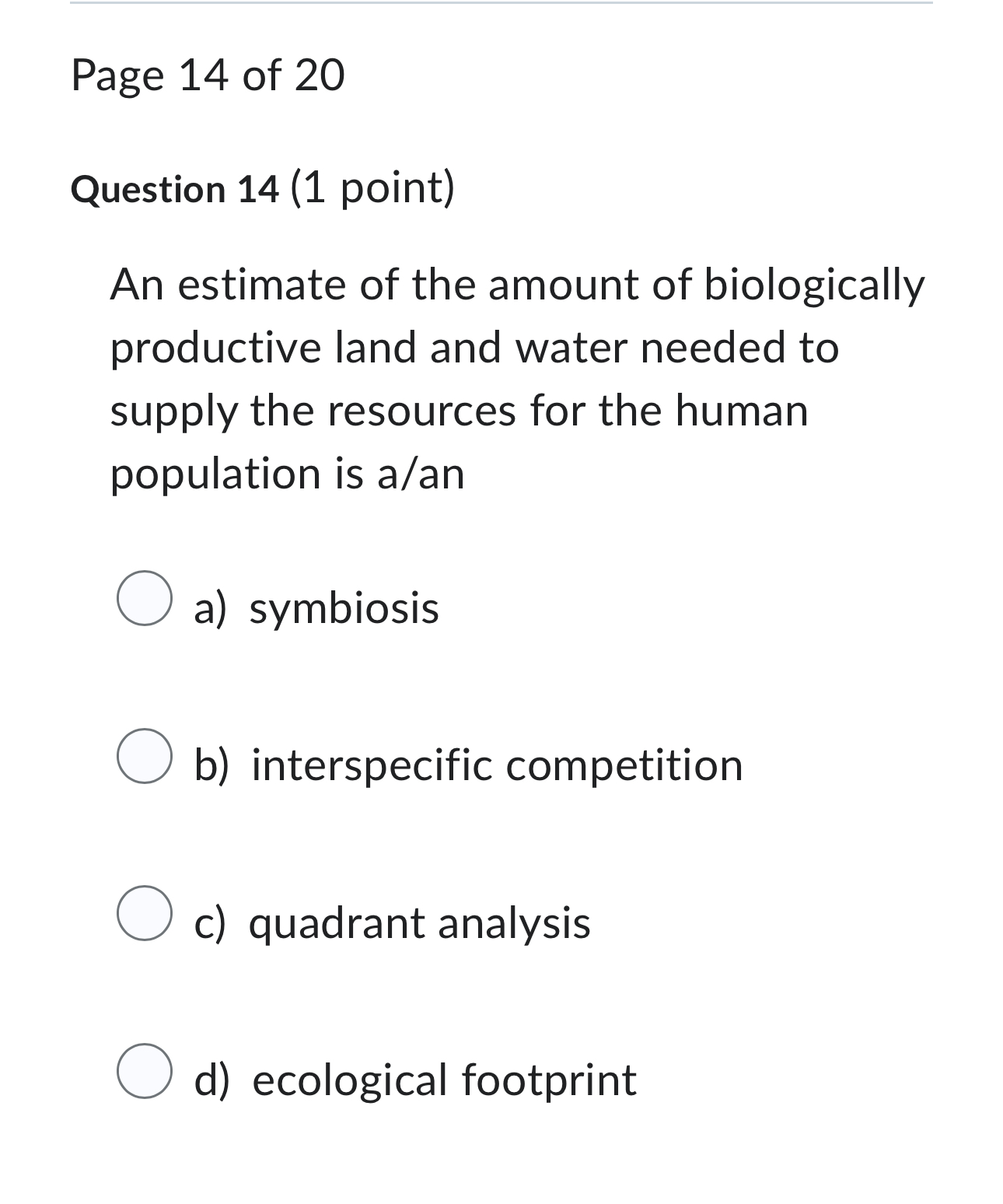 Solved Page 14 ﻿of 20Question 14 (1 ﻿point)An estimate of | Chegg.com