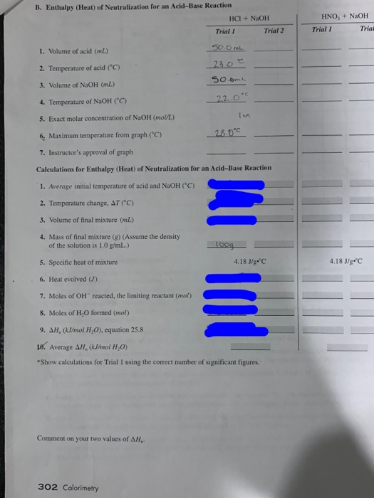 Solved Experiment 25 Report Sheet Calorimetry Desk No. Name | Chegg.com