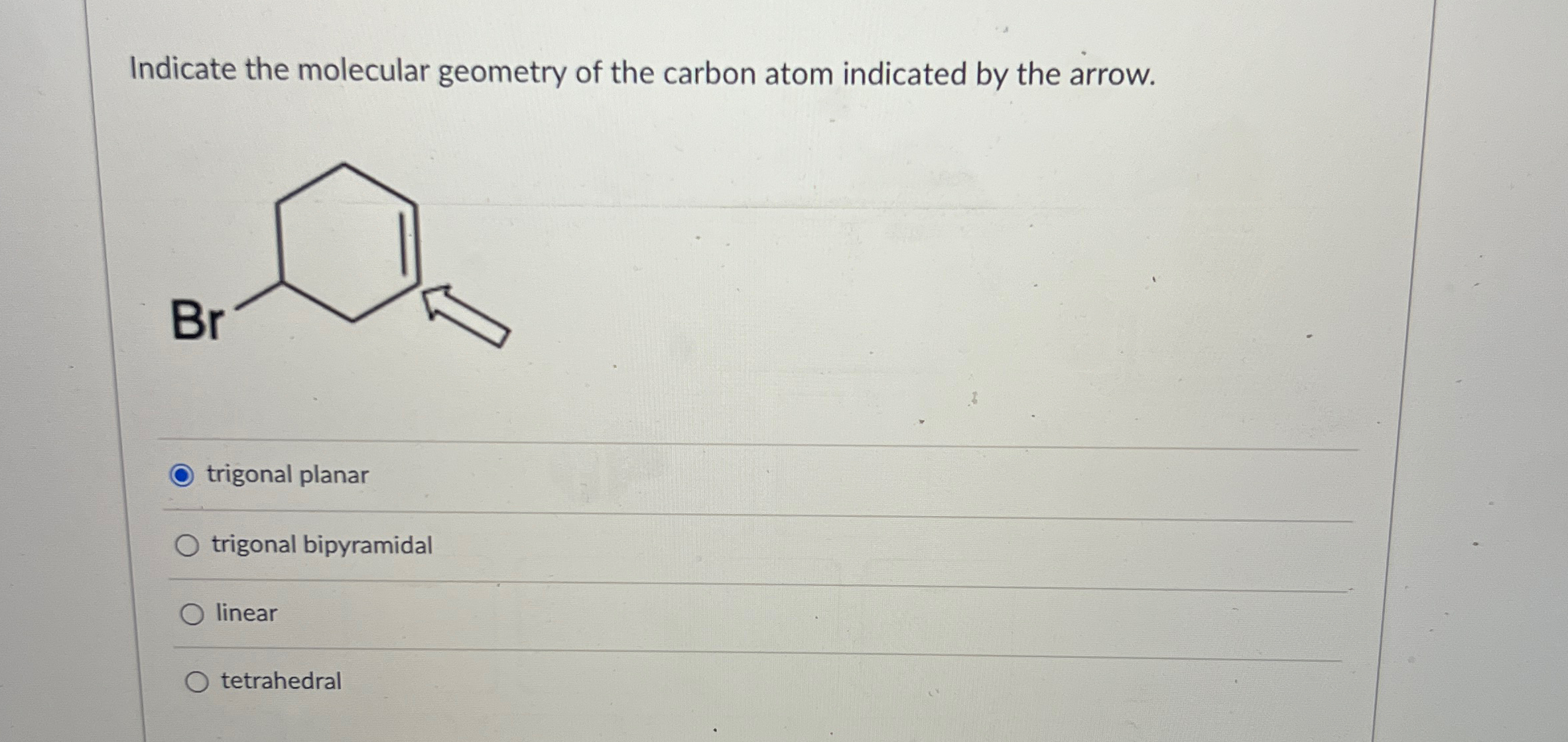 Solved Indicate the molecular geometry of the carbon atom | Chegg.com