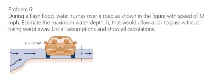 Solved Problem 6: During a flash flood, water rushes over a | Chegg.com