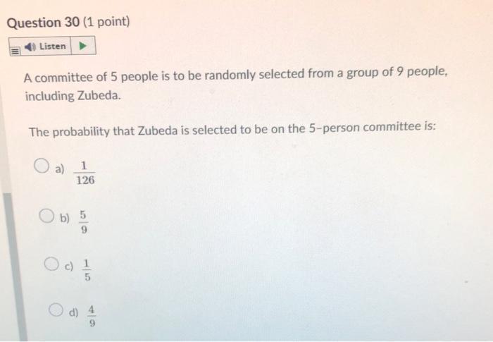 Solved A committee of 5 people is to be randomly selected | Chegg.com