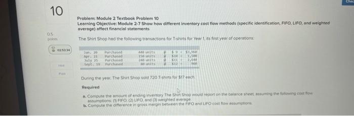 Solved Chec 10 Problem: Module 2 Textbook Problem 10 | Chegg.com