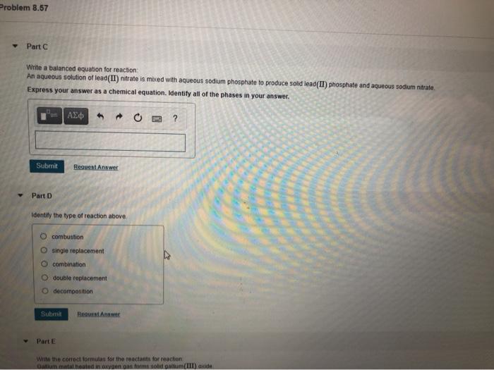 Solved Part A Write the correct formulas for the reactants | Chegg.com