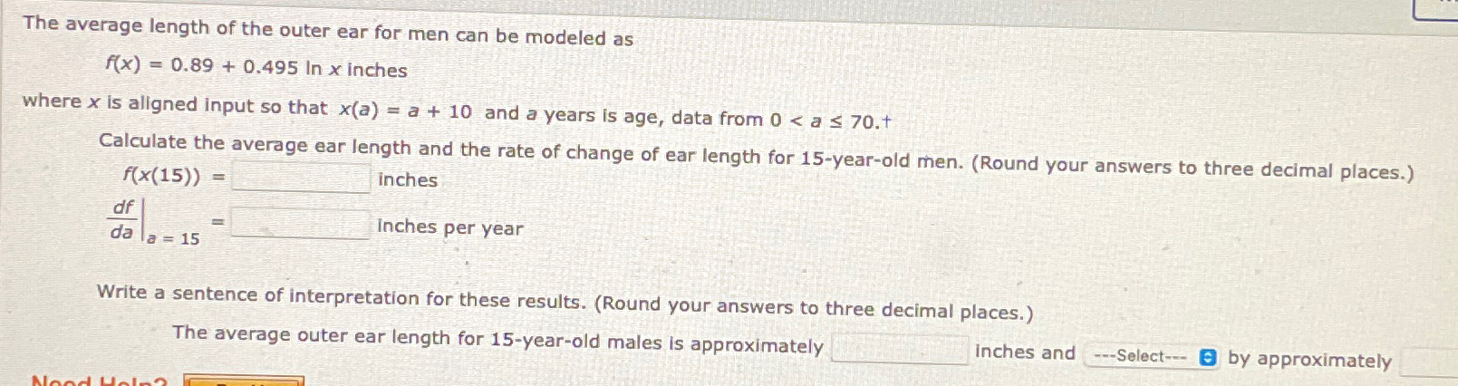 Solved The average length of the outer ear for men can be | Chegg.com