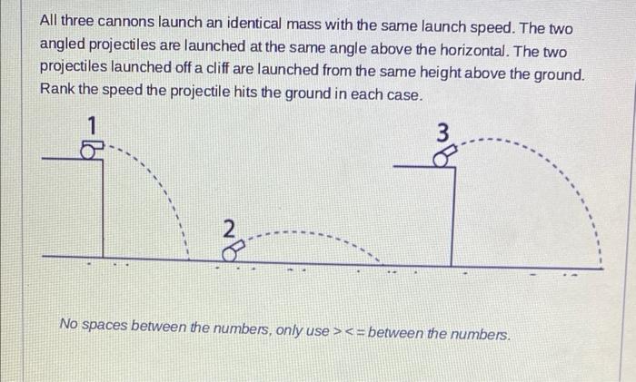 Solved All three cannons launch an identical mass with the | Chegg.com