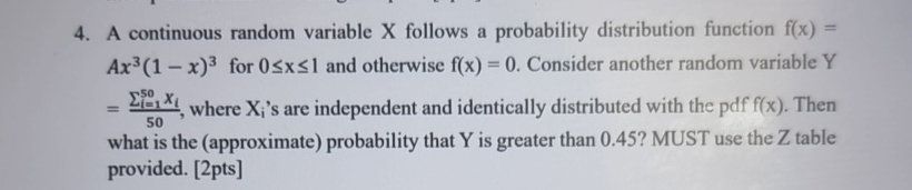 Solved A continuous random variable X follows a probability | Chegg.com