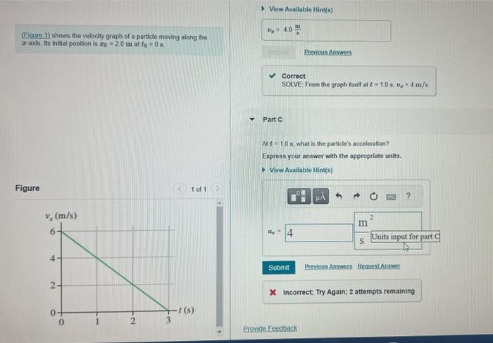 Solved Part A (Figure 1) shows the velocity graph of a | Chegg.com