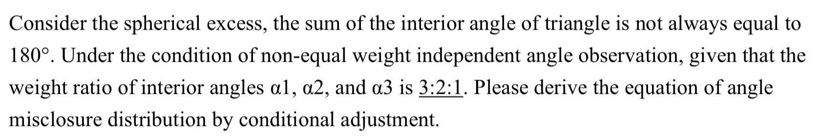 Solved Consider the spherical excess, the sum of the | Chegg.com