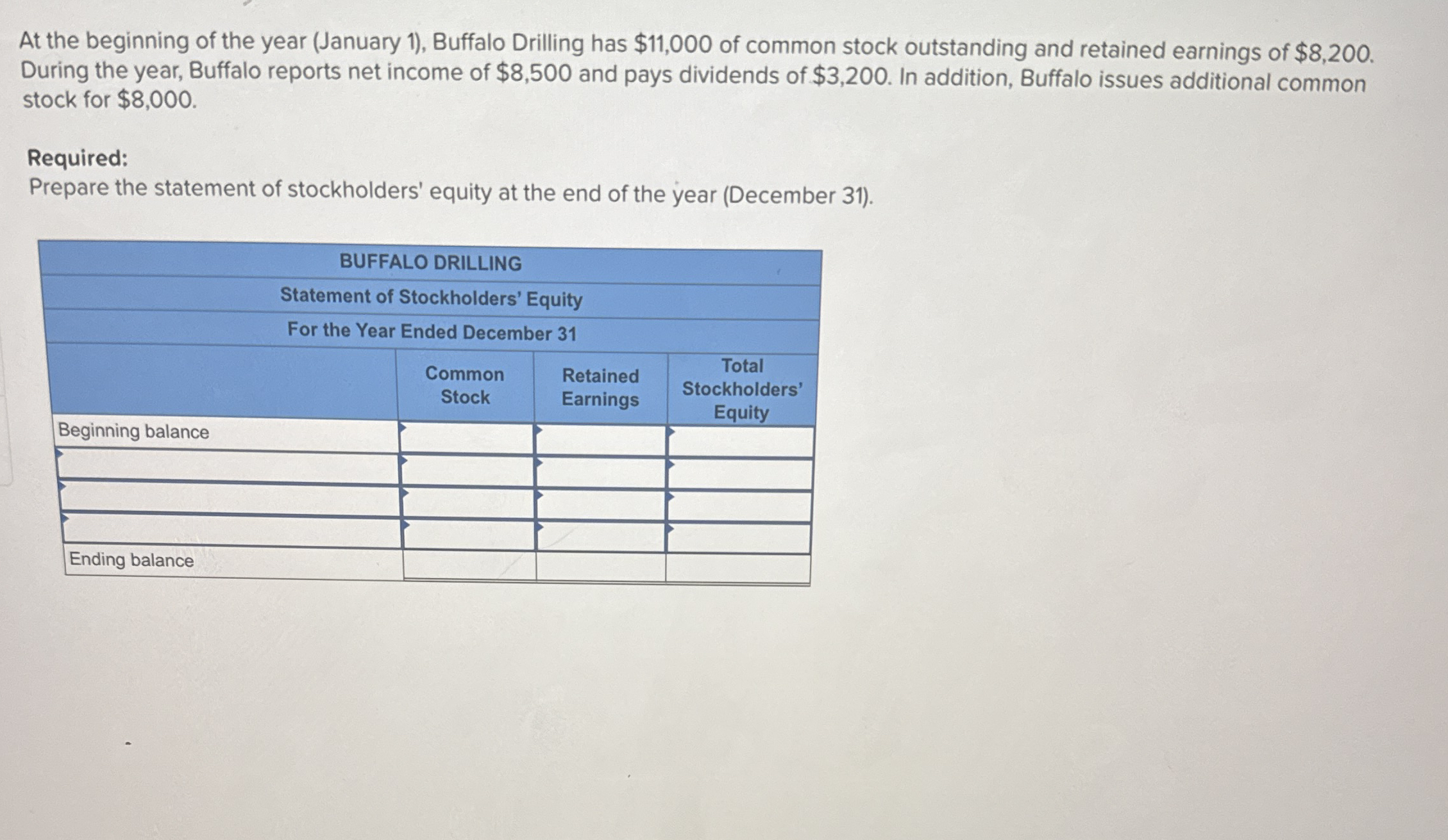 Solved At the beginning of the year (January 1), ﻿Buffalo | Chegg.com