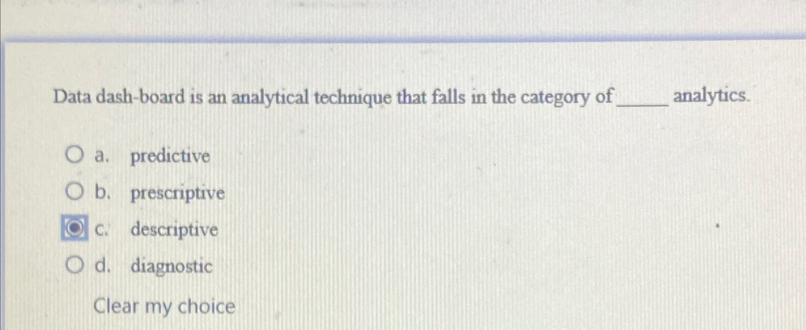 Solved Data dash-board is an analytical technique that falls | Chegg.com