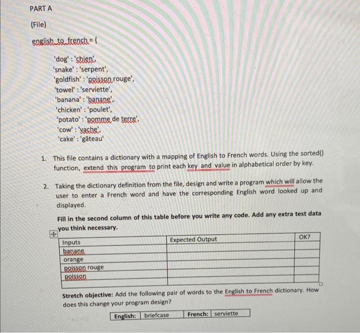 Solved 1. This file contains a dictionary with a mapping of | Chegg.com