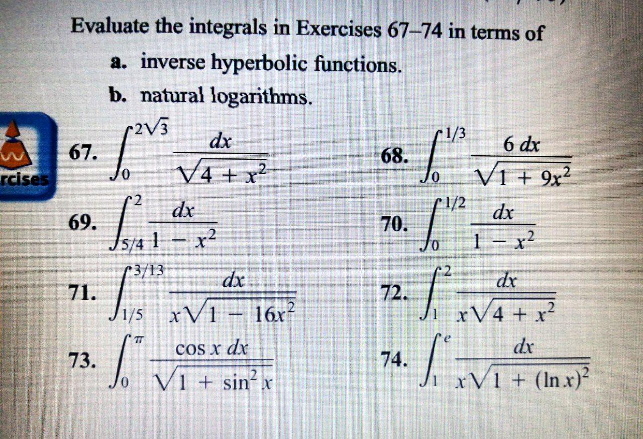 Solved 1/3 67. " rcises Evaluate the integrals in Exercises | Chegg.com
