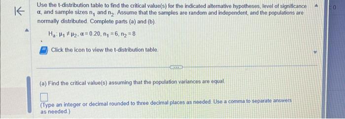 Solved Use the t-distribution table to find the critical | Chegg.com
