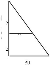 Solved A right triangle whose base is 30 units is divided | Chegg.com