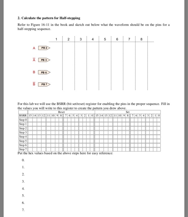 2. Calculate the pattern for Half-stepping Refer to | Chegg.com