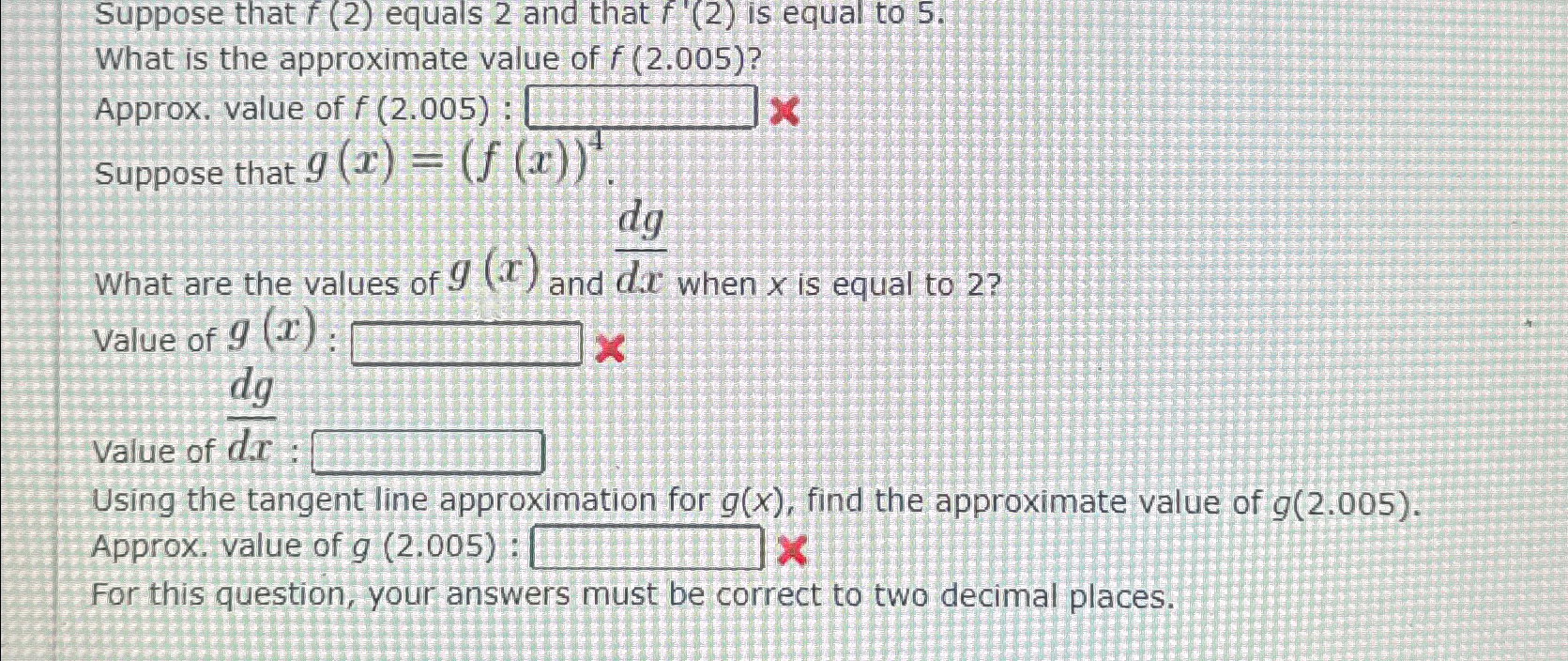 Solved Suppose that f(2) ﻿equals 2 ﻿and that f'(2) ﻿is equal | Chegg.com
