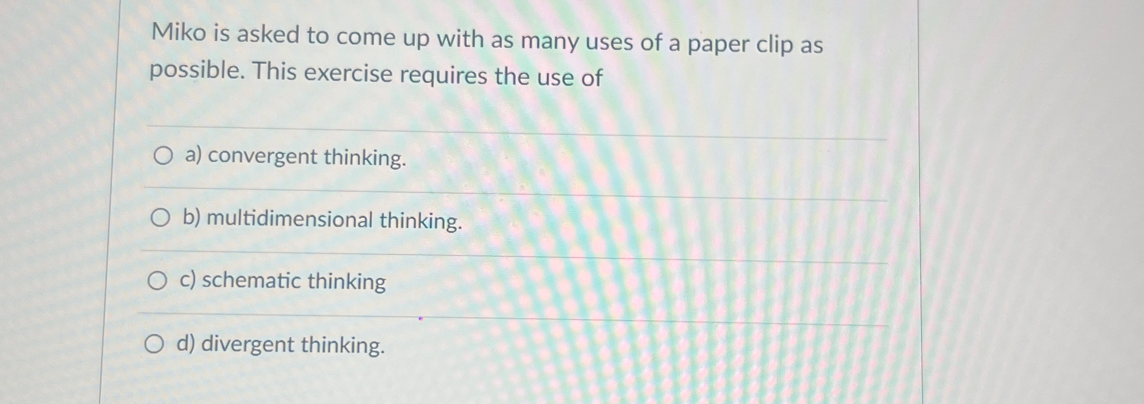 Solved Miko is asked to come up with as many uses of a paper | Chegg.com