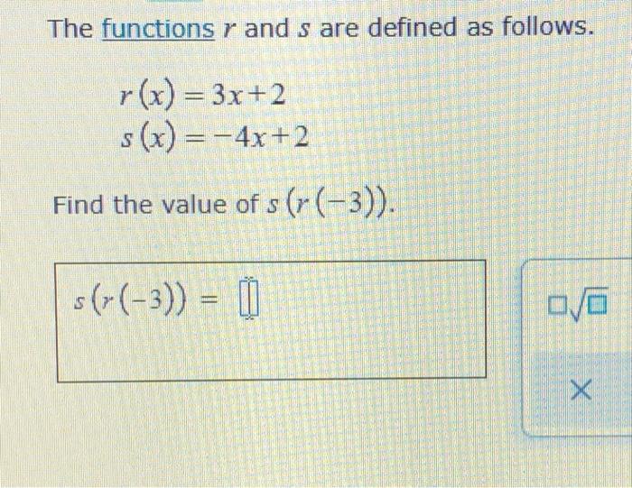 Solved The functions r and s are defined as follows. r(x) = | Chegg.com