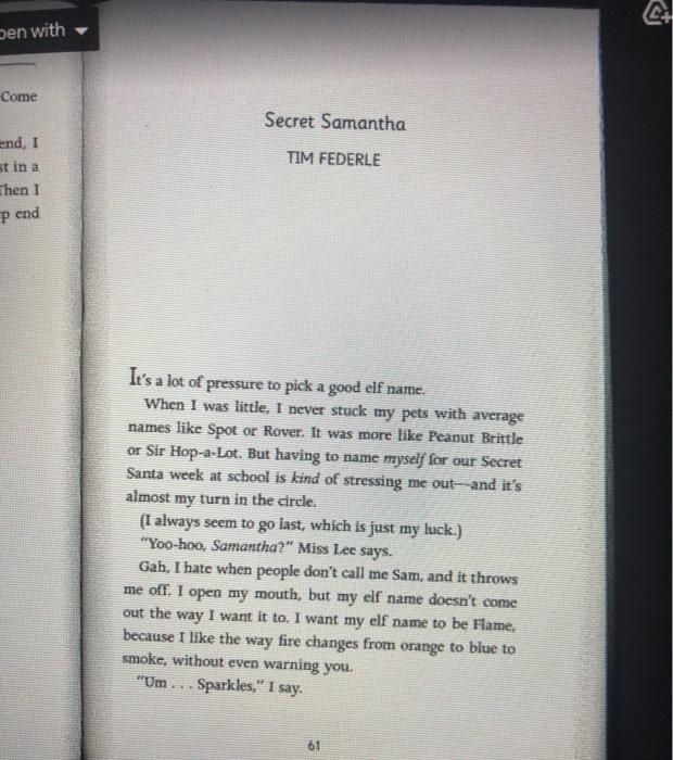 i have to read short story Secret Samantha by Tim | Chegg.com