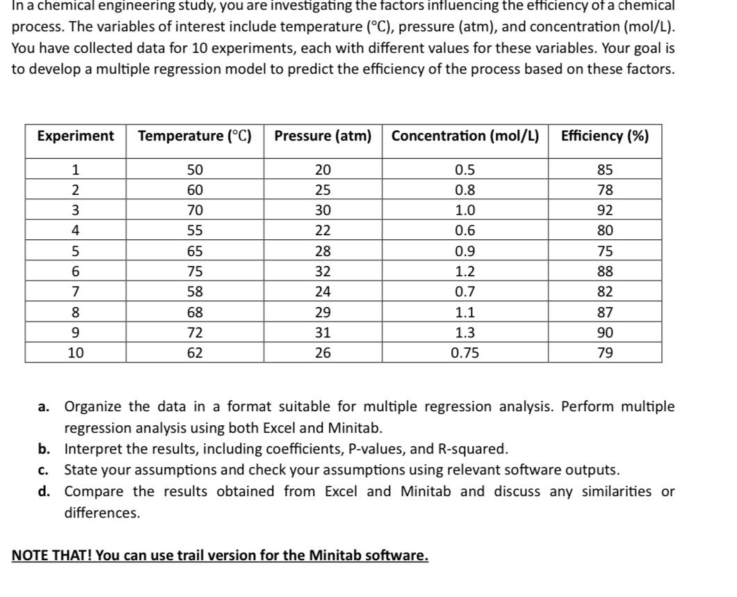 Solved In a chemical engineering study, you are | Chegg.com