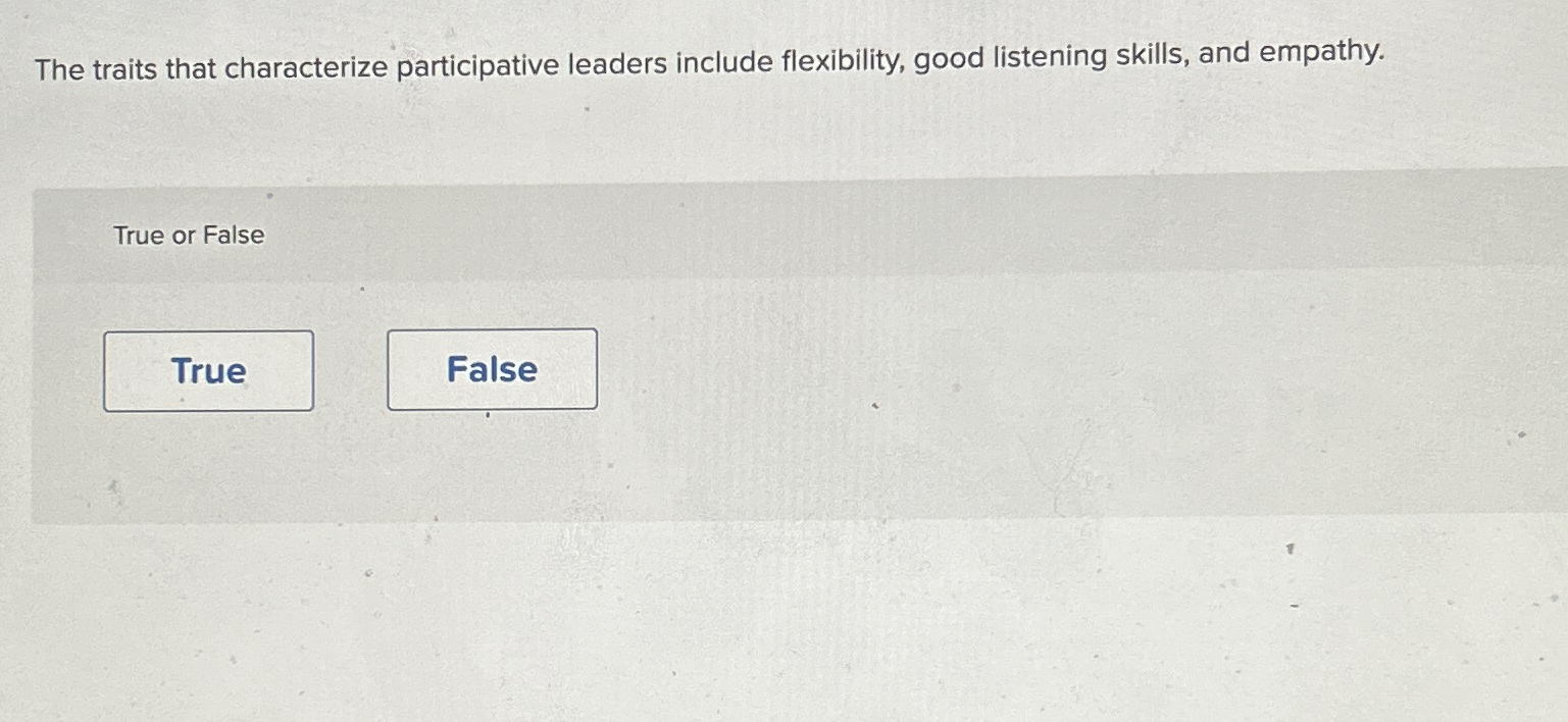 Solved The traits that characterize participative leaders | Chegg.com