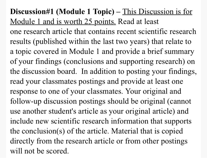Solved Discussion#1 (Module 1 Topic) – This Discussion is | Chegg.com