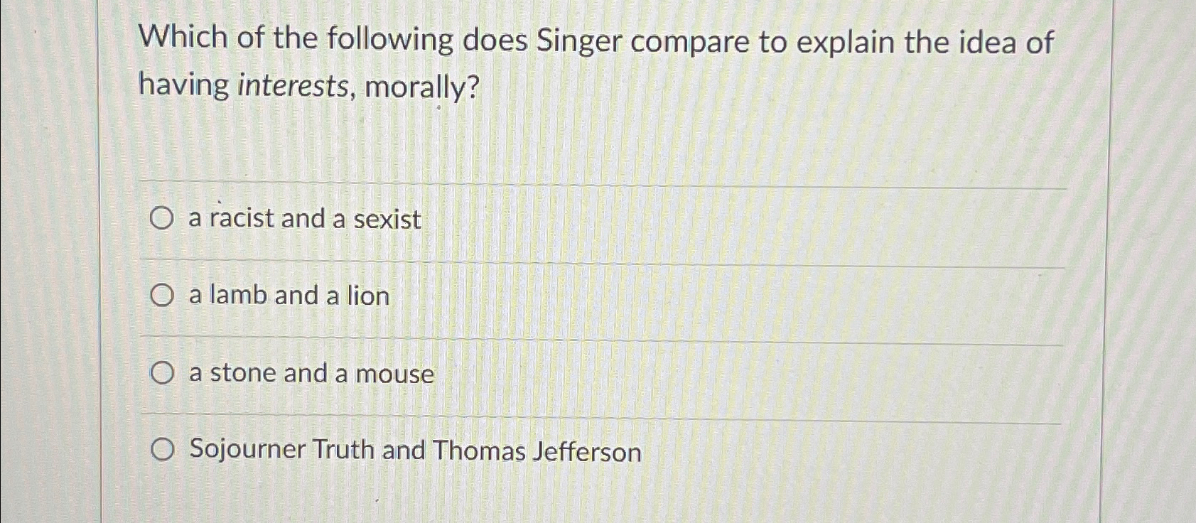 Solved Which of the following does Singer compare to explain | Chegg.com